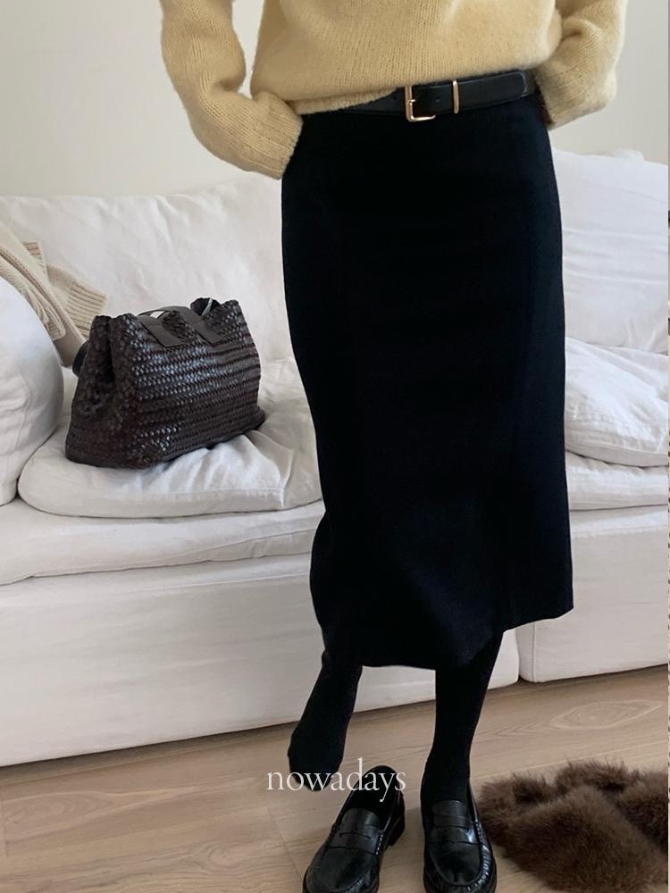 나우어데이즈 founders 파운더스 파티나 스커트 울 H라인 트윌 일자 미디 롱 치마 (3col)