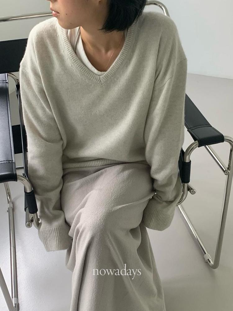 나우어데이즈 당일 / taffeta 타프타 캐시 브이넥 니트 울 긴팔 데일리 nt (3col)