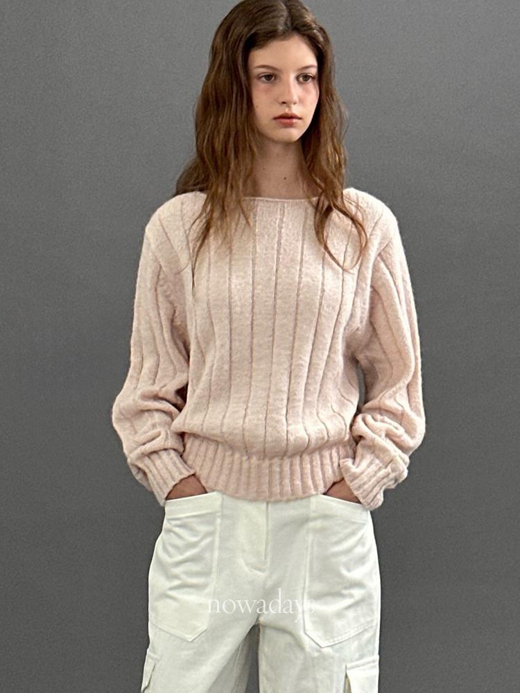 나우어데이즈 forest 포레스트 엘리 알파카 니트 긴팔 보트넥 골지 nt (4col)