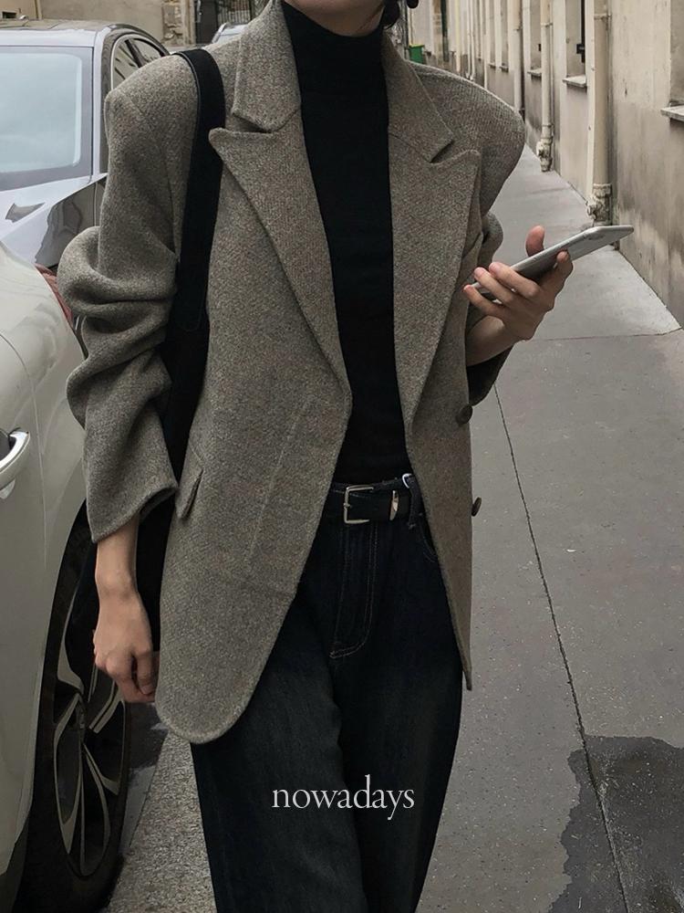 나우어데이즈 Le Butter 르버터 버던 핸드메이드 자켓 울 카라 싱글 베이직 jk (3col)