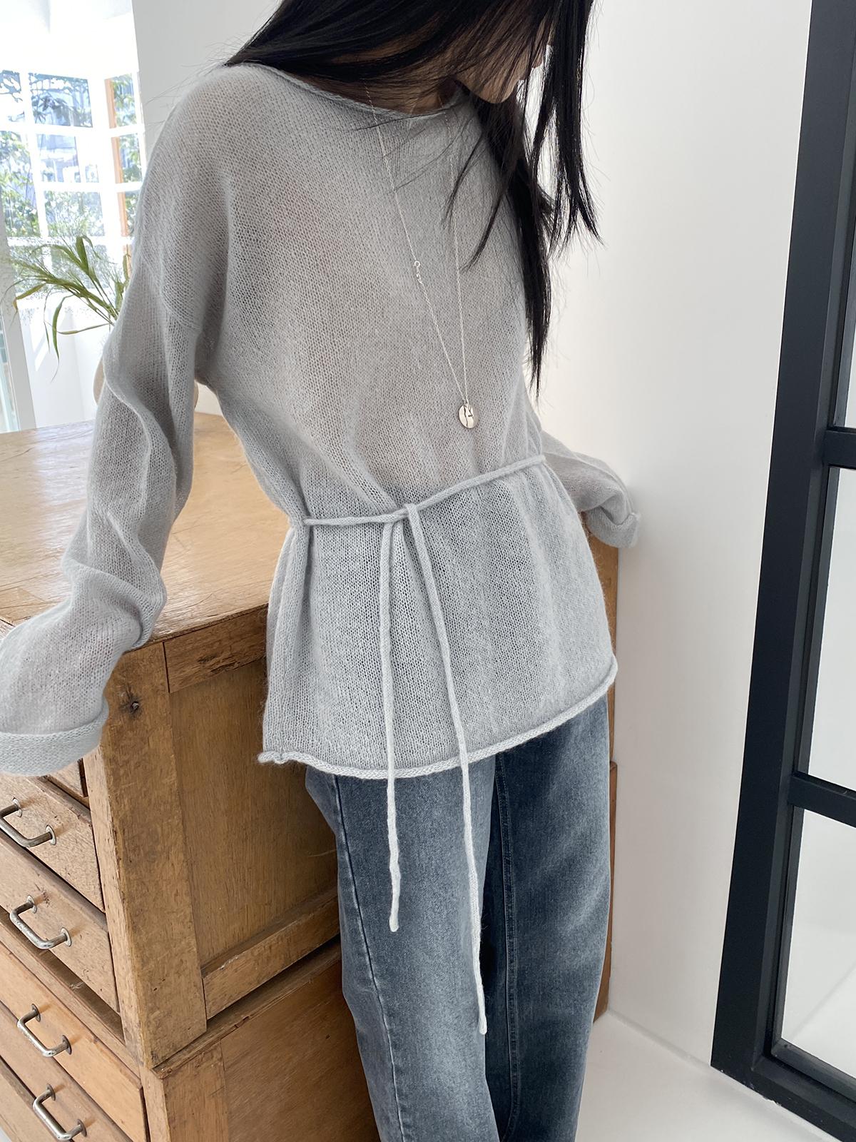 미엔느 [미엔느] BELT MOHAIR KNIT / 벨트 모헤어 니트 (4col)