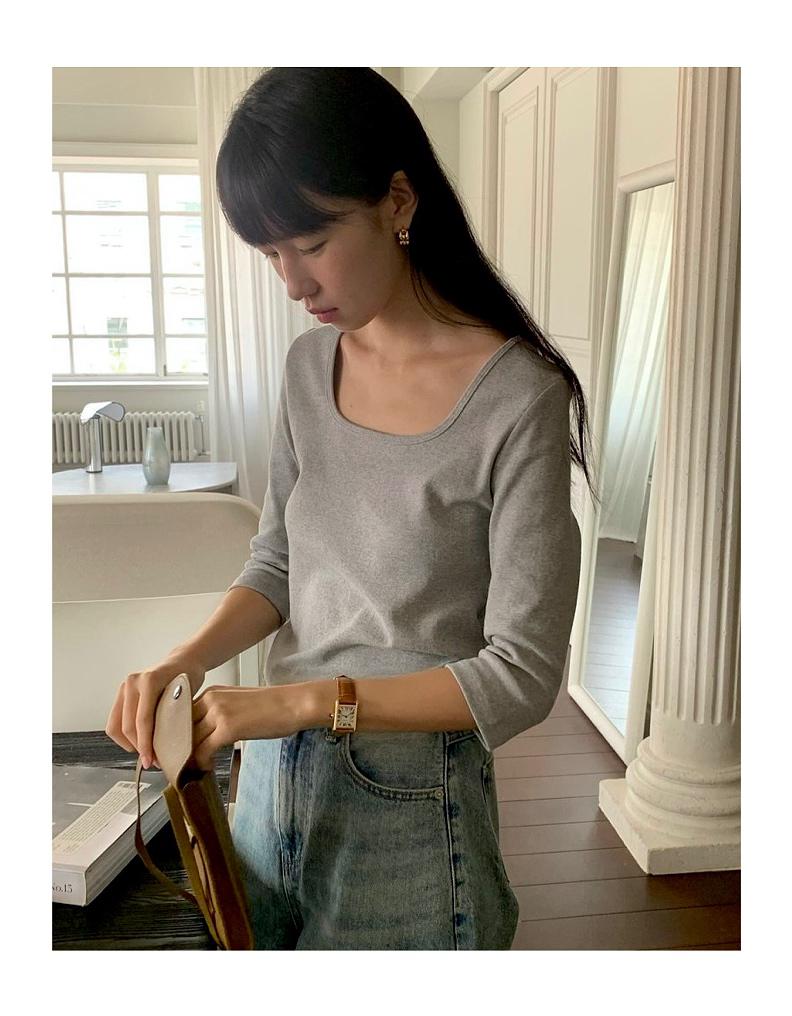 비엔느 [당일] Jinsim 진심 모네 스퀘어넥 7부 티셔츠 (3c) 전컬러 당일발송