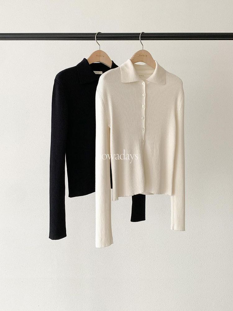 나우어데이즈 OUNCE 온스 무드 카라 가디건 코튼 모달 긴팔 니트 cd (2col)