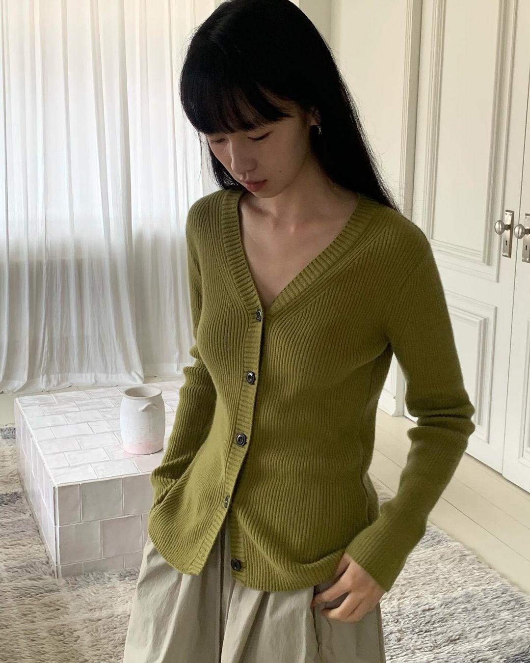 바이안 jinsim 진심 차콜라 가디건 브이넥 긴팔 캐시미어 골지 cd (4 color)