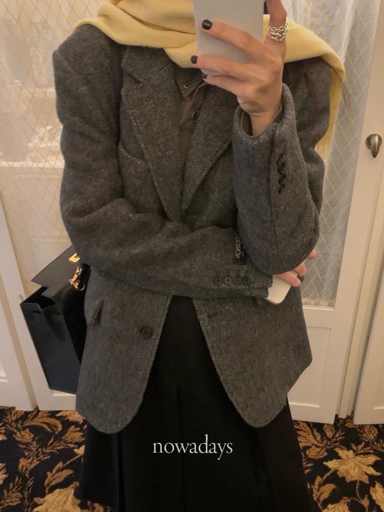 나우어데이즈 베 당일 / underson 언더슨 헤링 코지 자켓 울 카라 싱글 jk (2col)