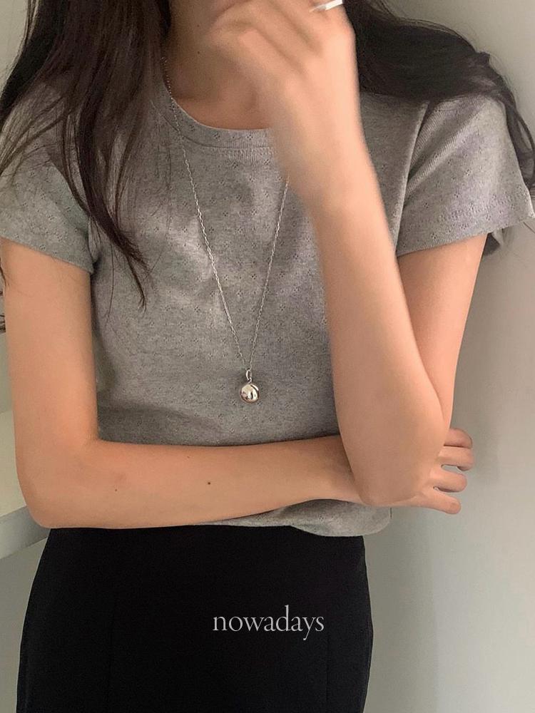 나우어데이즈 riette 리에뜨 키튼 티셔츠 코튼 반팔 라운드 데일리 크롭 (3col)