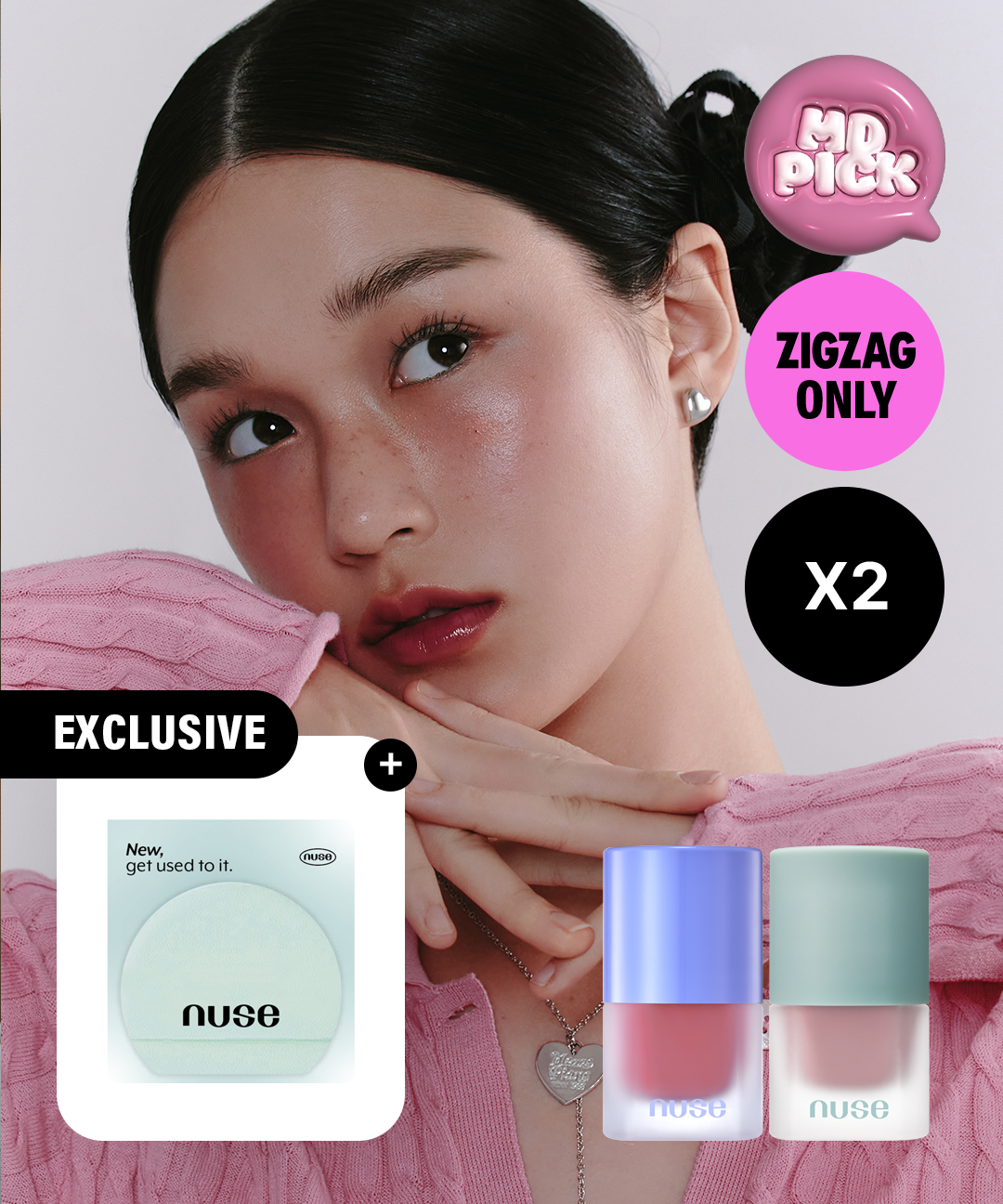 누즈 🤍MD PICK🤍 누즈 무스/리퀴드 케어 치크X2 (+치크 퍼프 증정)