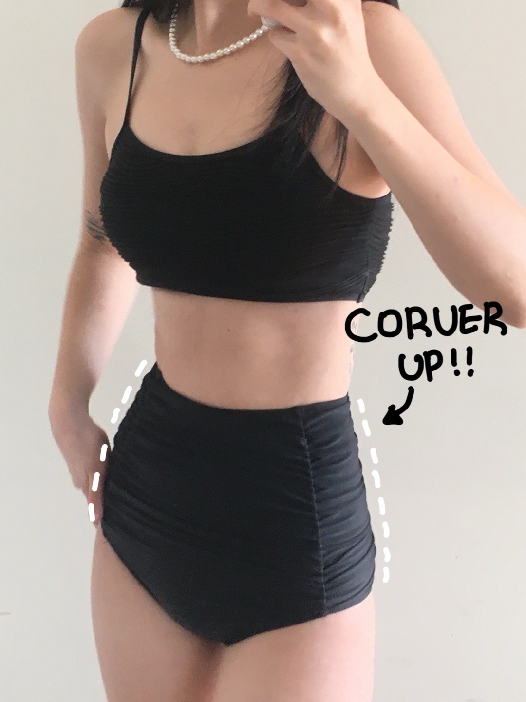 원스너그 [단품] 2col M-XL 전체셔링 커버업 하이웨스트 비키니 팬티