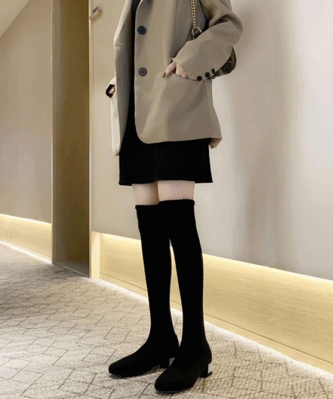 보라만물상 롱부츠 부츠 굽4cm 4cm (2color,230|250)-gg3923mans