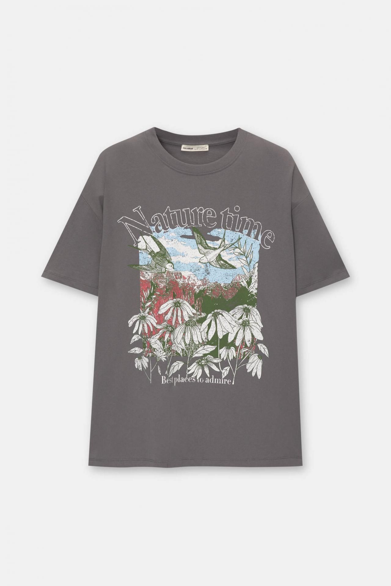 스페인샵 풀앤베어 그래픽 반팔 티셔츠 7244/364 MEDIUM GREY