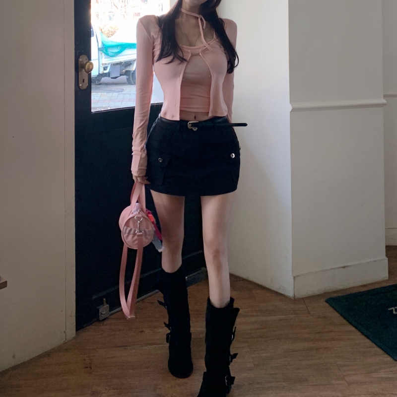 홀리 영상핏[몸매보장/5col] made 레전드 홀터 나시+후크 가디건set