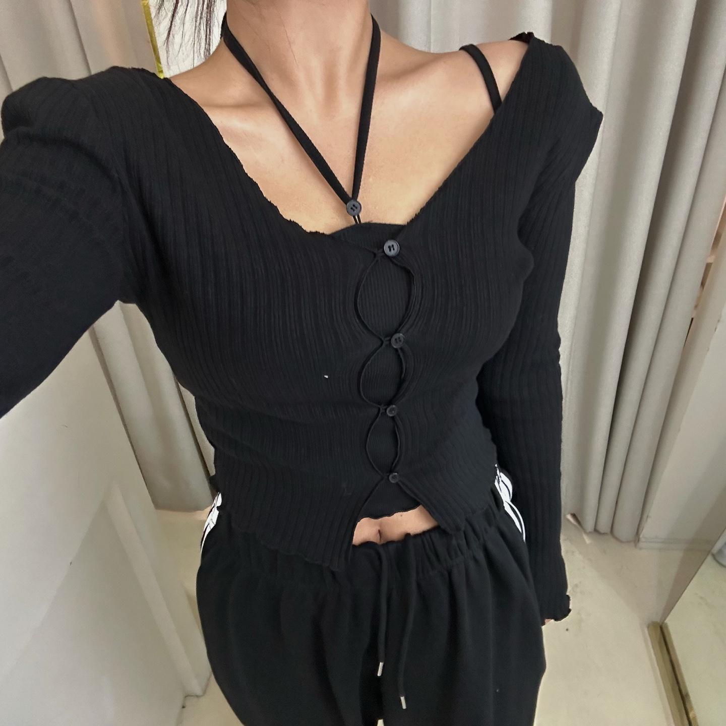 헤이즐 (나시set) 헤이즐 홀터 골지 단추 가디건 3col