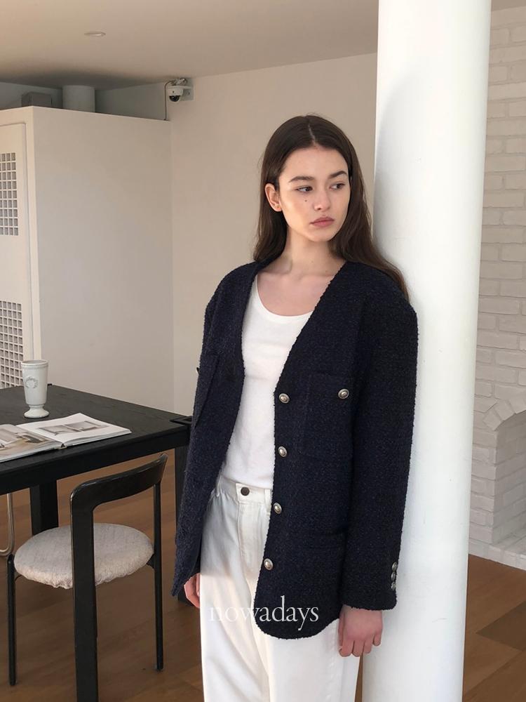 나우어데이즈 [BIG SALE] 곤 당일 / founders 파운더스 렌 트위드 자켓 브이넥 노카라 포켓 싱글 (2col)