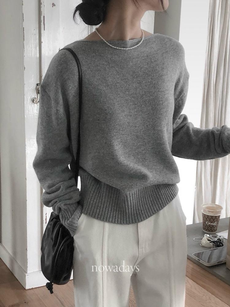 나우어데이즈 Le Butter 르버터 캐시 보트넥 니트 울 긴팔 데일리 nt (3col)