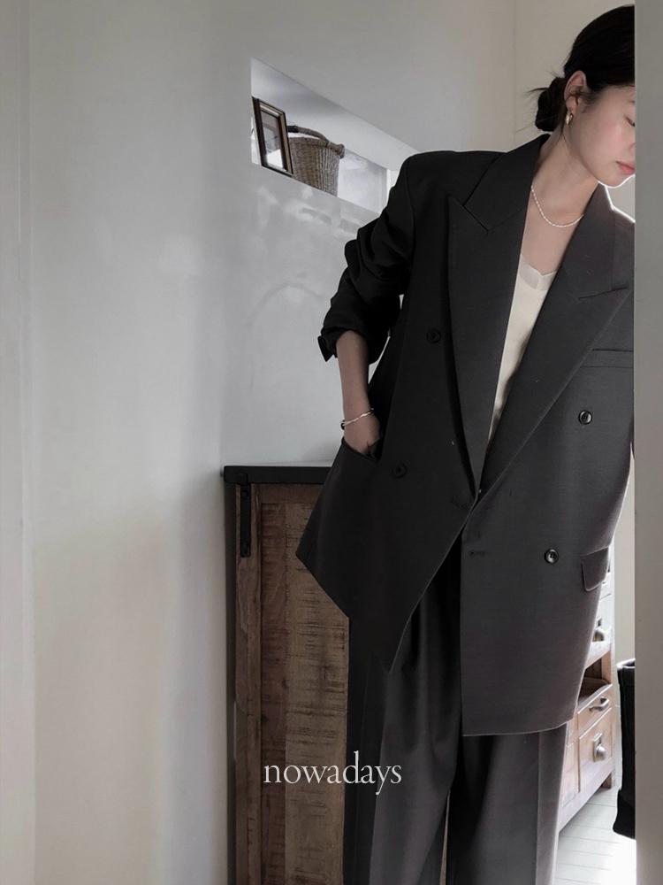 나우어데이즈 Le Butter 르버터 피크드 울 더블 자켓 긴팔 빅카라 jk (2col)