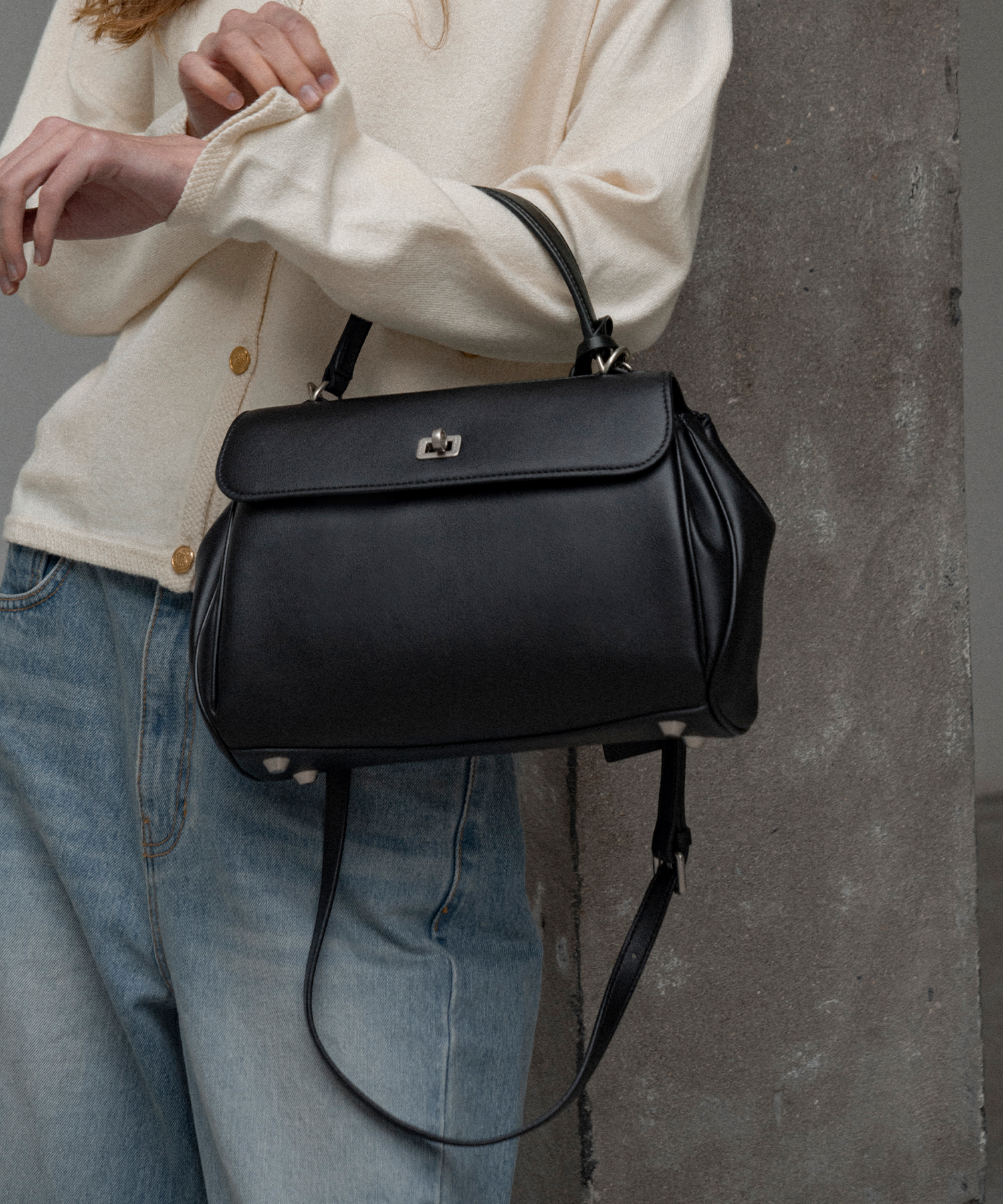 시야쥬 SIAC3061 Leather Michelle Bag S_Black