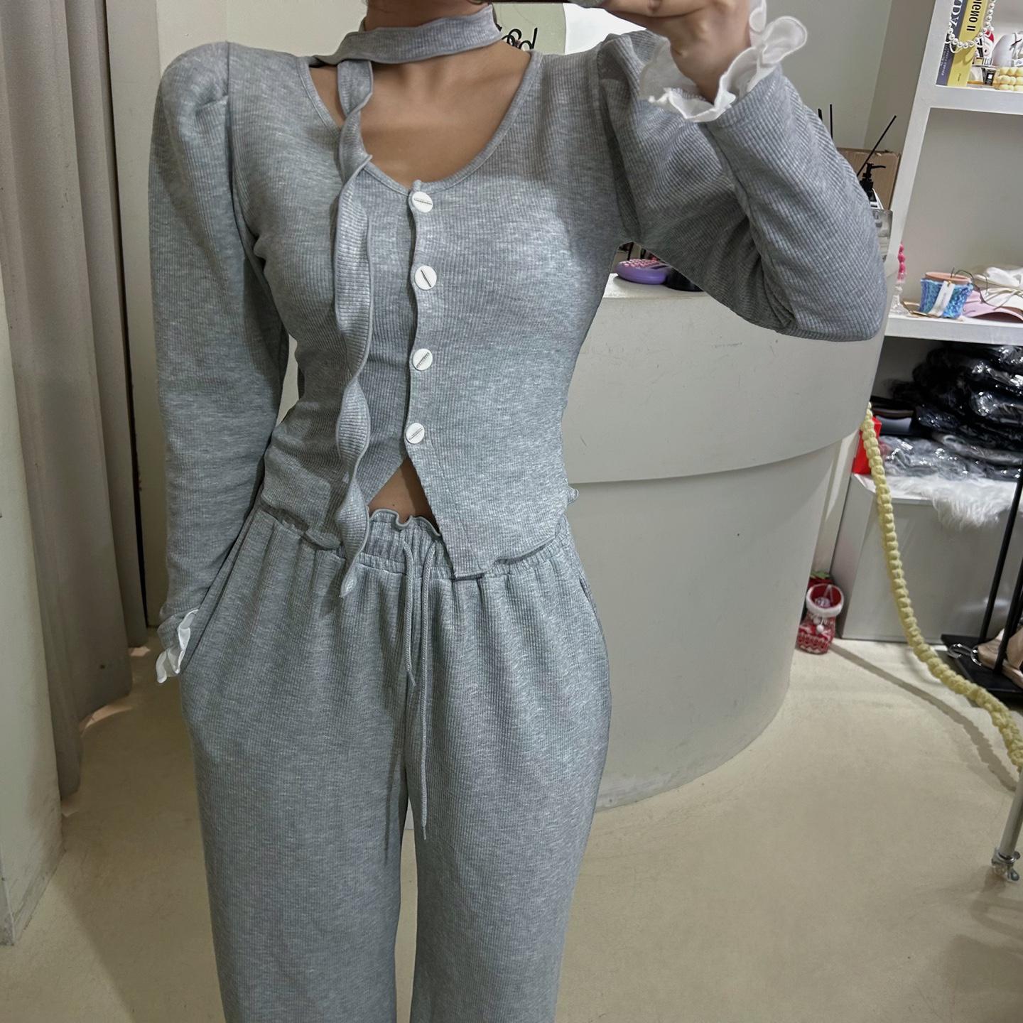 헤이즐 (스카프set) 헤이즐 스틸 프릴 가디건 3col