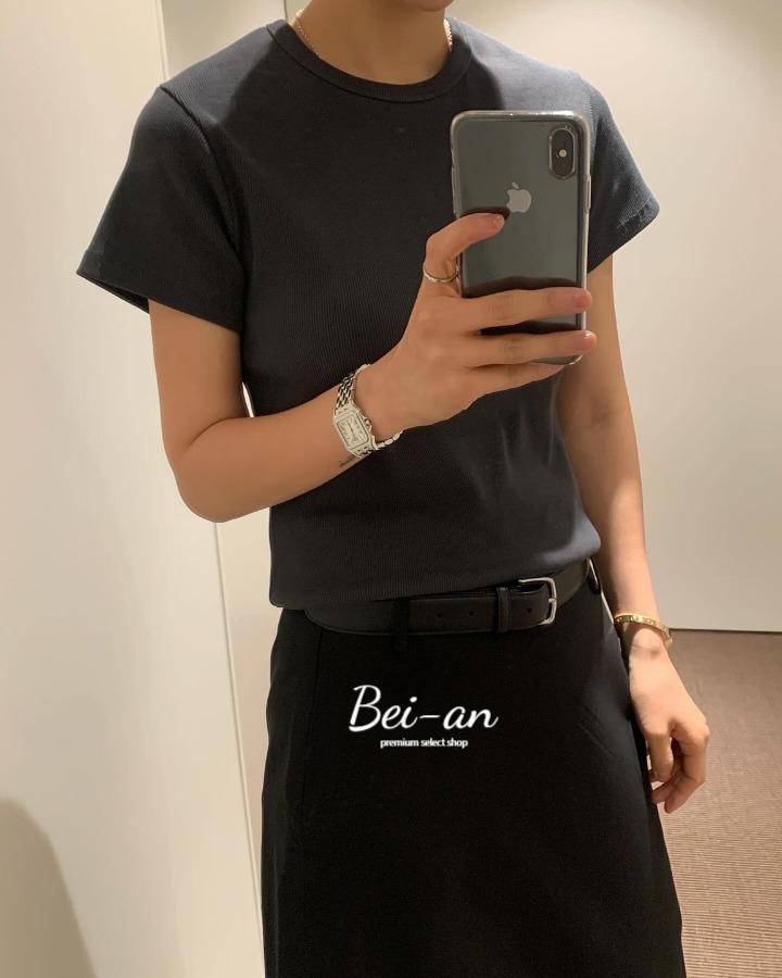 바이안 Feb11 페브러리 골지 로즈 티셔츠 라운드 반팔 짱짱 스판 t (5 color)