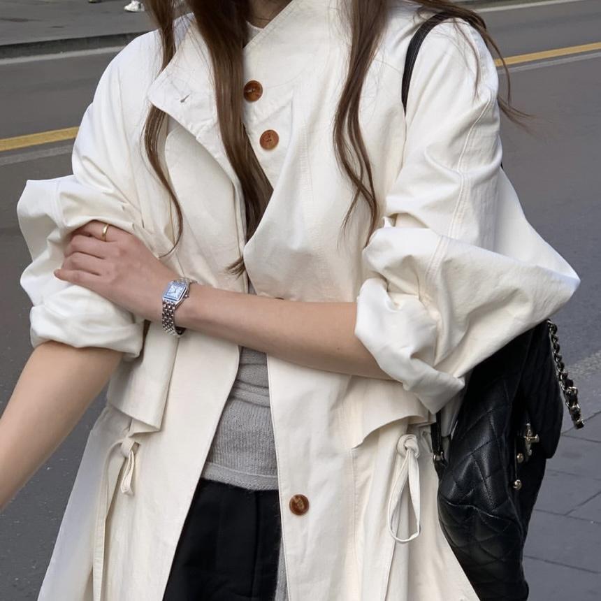 릴썸 오버테이크 위캔드 야상 코트 하이넥 스트링 싱글 롱 ct 2col