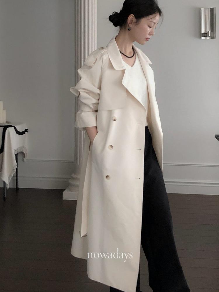 나우어데이즈 Le Butter 르버터 노튼 오버 트렌치 코트 코튼 빅카라 스트랩 더블 롱 ct (3col)