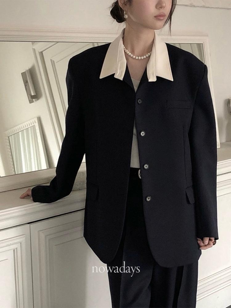 나우어데이즈 Le Butter 르버터 카라 울 자켓 배색 싱글 베이직 jk (2col)