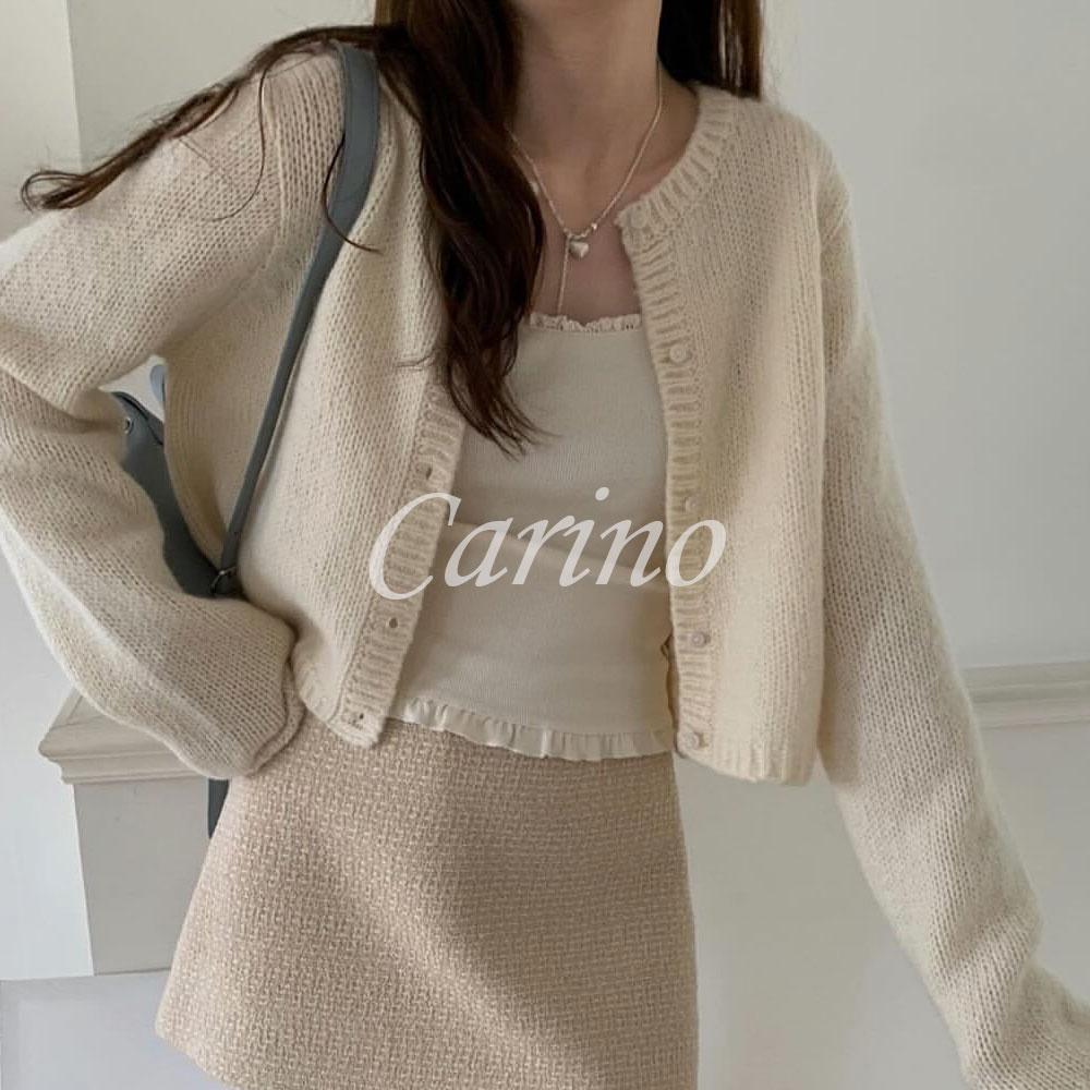 까리노 (당일) 프리티영띵 쉐리 크롭 가디건 봄 파스텔 라운드 프영띵 PYT (4color)