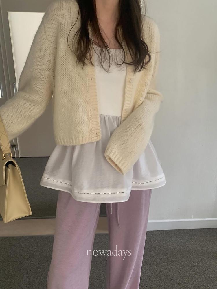 나우어데이즈 pyt 프리티영띵 쉐리 크롭 가디건 긴팔 라운드 니트 cd (4col)