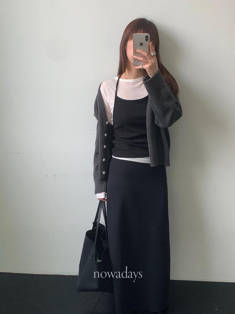 나우어데이즈 taffeta 타프타 띤 슬림 스커트 맥시 H라인 일자 롱 치마 (2col)