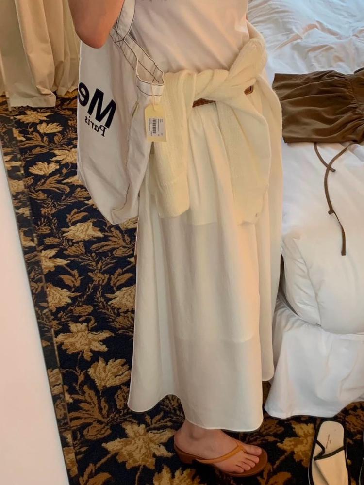 나우어데이즈 objet 오브제 샤벳 플레어 스커트 셔링 A라인 롱 치마 (2col)