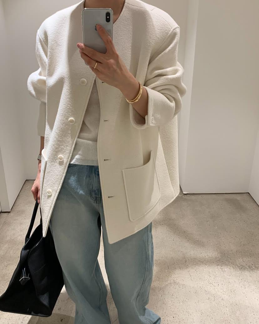 바이안 Feb11 페브러리 트위드 라운드 자켓 울 오버핏 하프 jk (2 color)