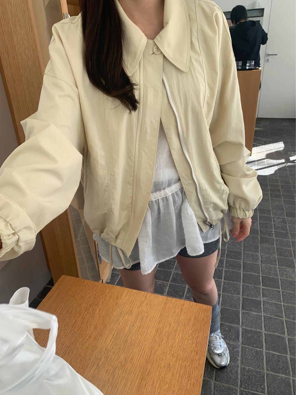 르라니 두아 블루종 자켓 카라 투웨이지퍼 바람막이 jk (2color)