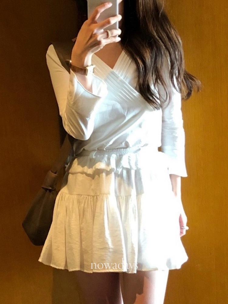 나우어데이즈 objet 오브제 르 핀턱 블라우스 코튼 긴팔 브이넥 bl (3col)