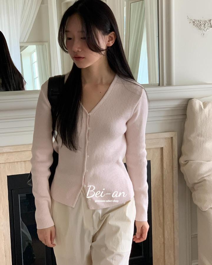 바이안 jinsim 진심 카미야 가디건 브이넥 골지 울 긴팔 cd (4 color)