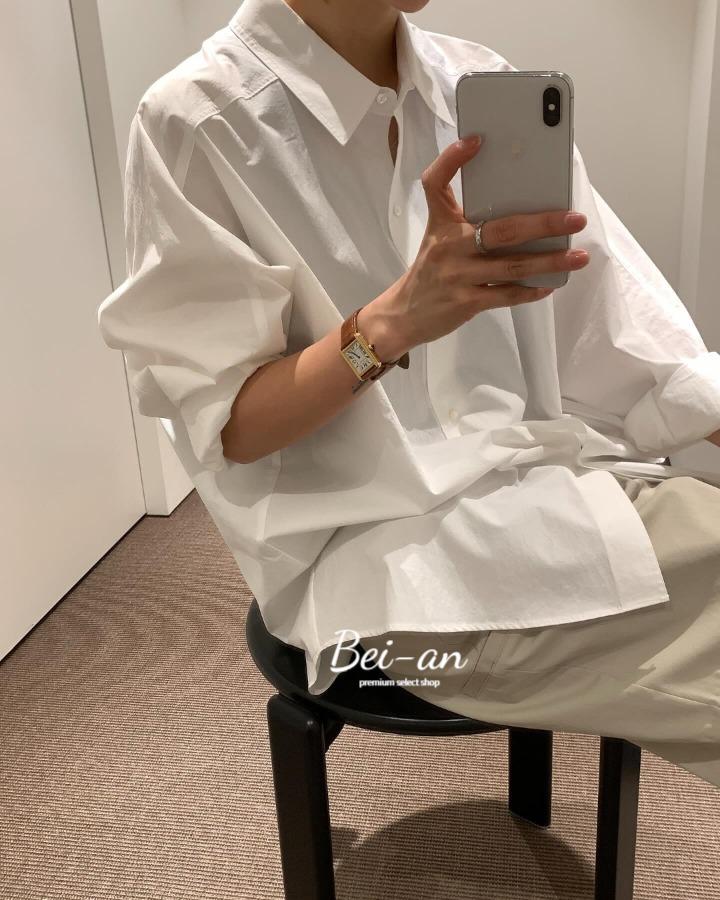 바이안 Feb11 페브러리 샌드 남방 카라 오버핏 베이직 무지 긴팔 셔츠 (5 color)