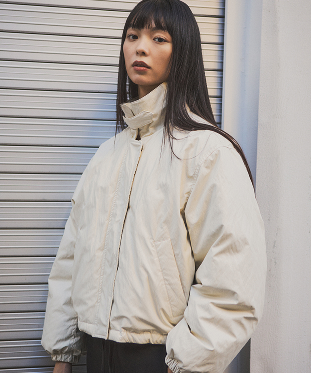 씨타 Faux Leather Crop Duckdown Padding_CTP801(Ivory)