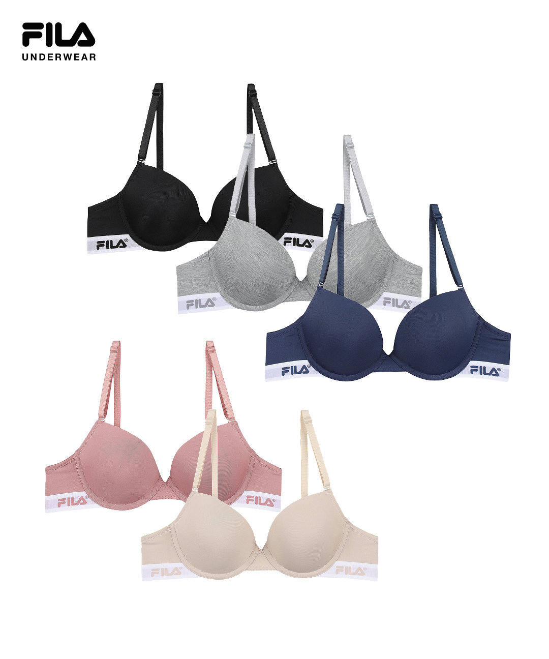 휠라언더웨어 리니어로고 밴드 와이어 브라 5colors