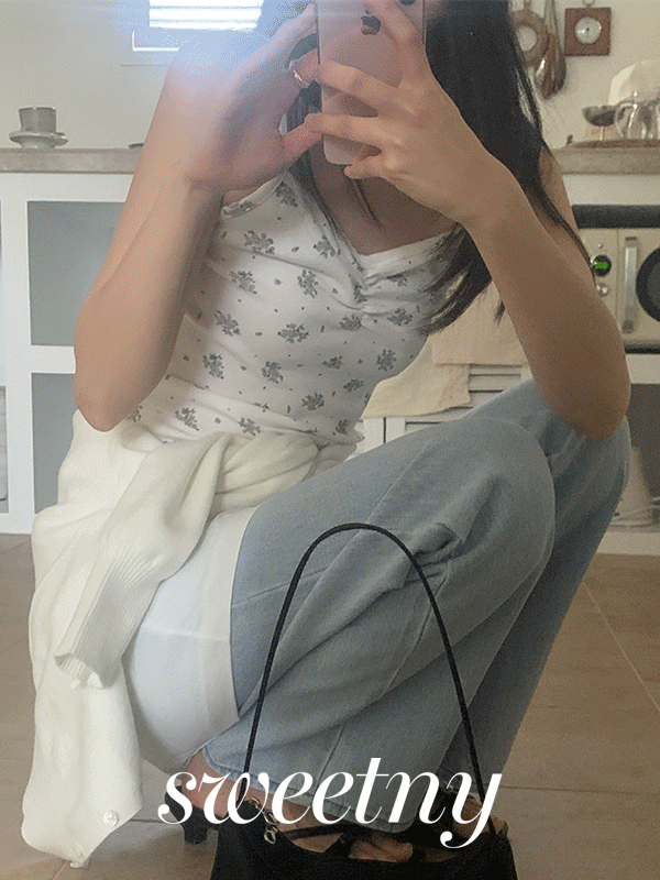 나이니 [자체제작/sweetny/주문폭주] 아로마 레이어드 셔링 플라워 나시 탑