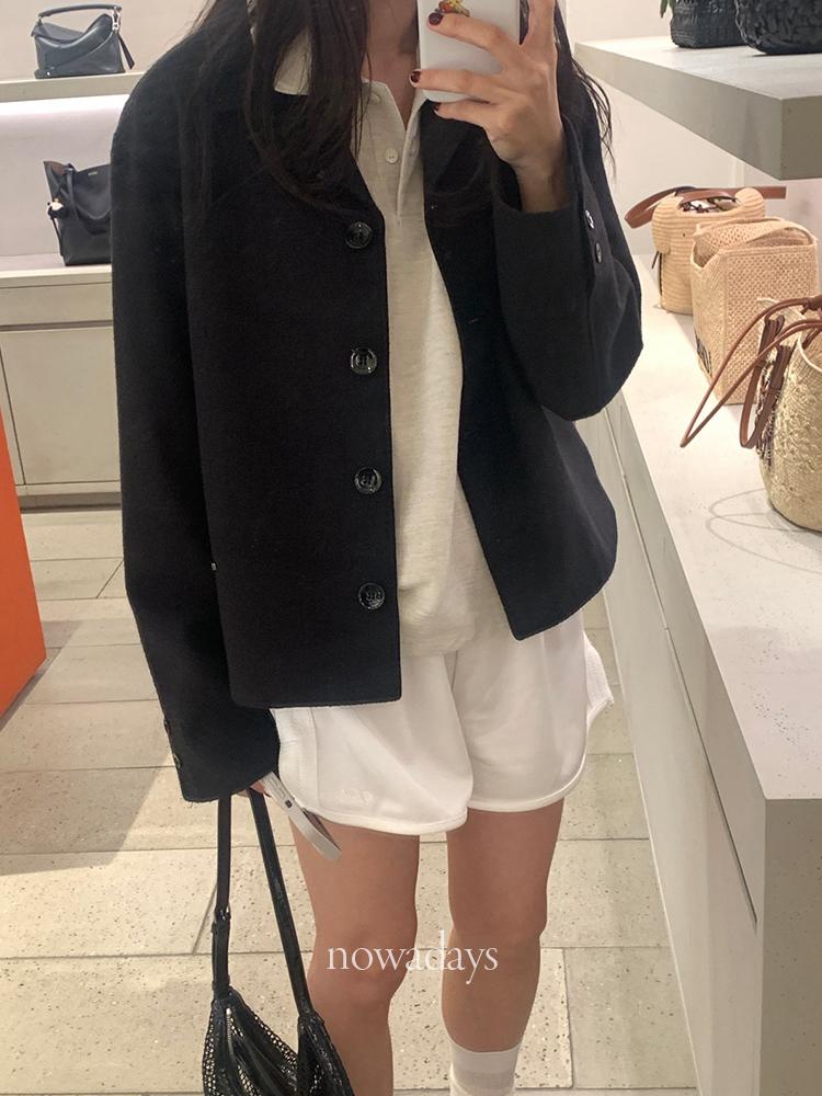 나우어데이즈 underson 언더슨 플릭 카라 자켓 긴팔 싱글 숏 jk (2col)