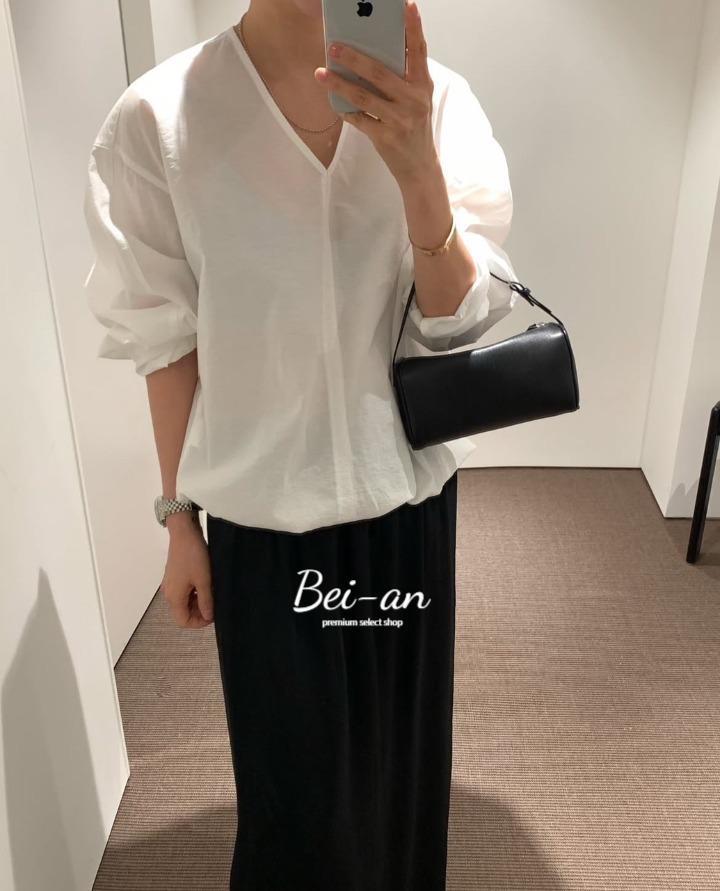 바이안 Feb11 페브러리 브이 블라우스 오버핏 긴팔 스트링 bl (3 color)