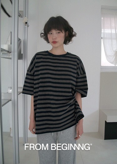 프롬비기닝 Made 스터닝 하프 스트라이프 티 3color 반팔 티셔츠 스트라이프 여름 스트라이프티 기본티 출근룩 오버핏
