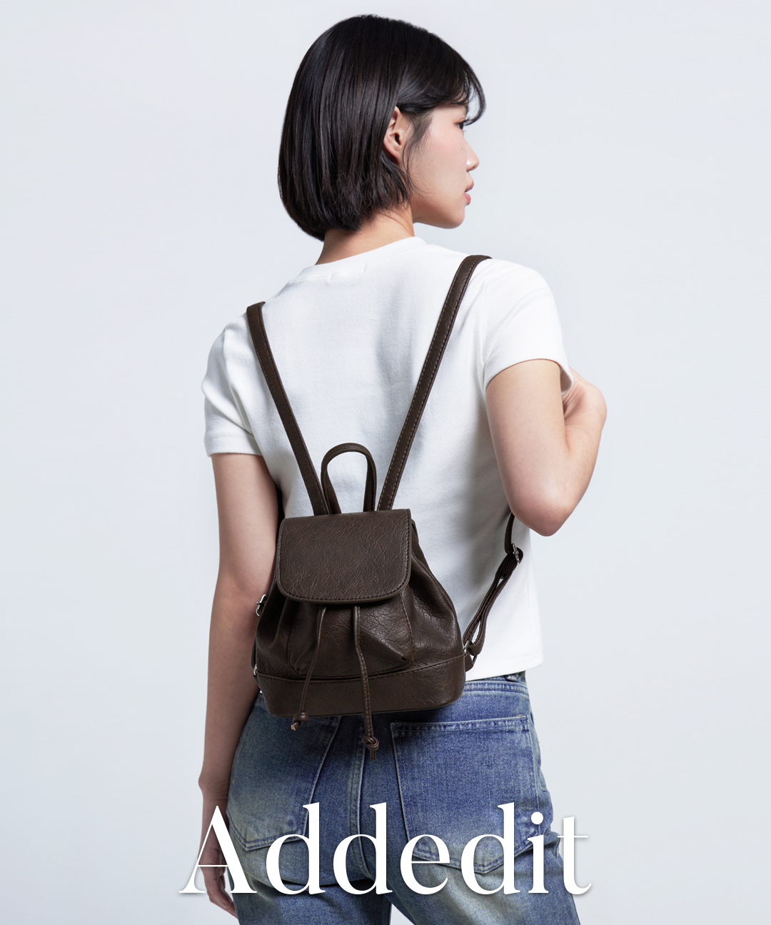 애드에딧 [당일출고/하트키링.set] 시어링 레더 미니백팩 - shearling mini backpack (5color)