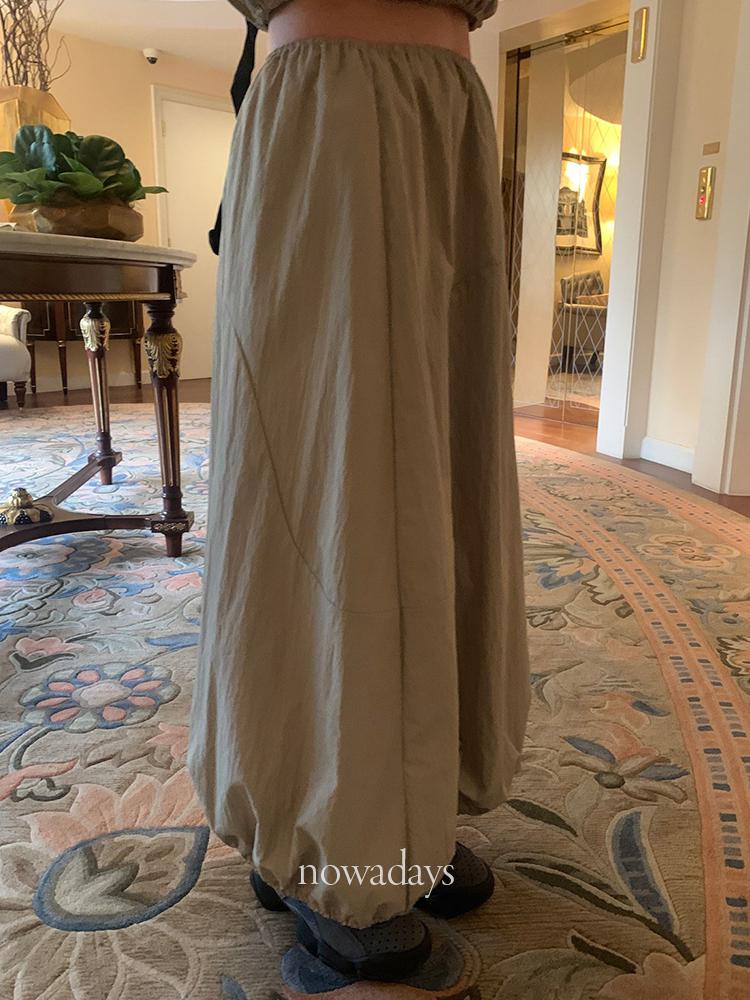 나우어데이즈 underson 언더슨 제니 스커트 코튼 밴딩 크럼블 벌룬 롱 치마 (2col)