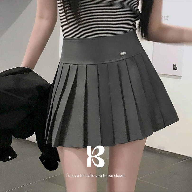 베이델리 [MADE/4color]하이틴 펜던트 반플리츠 스커트