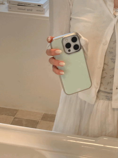 온일 apple green🍏Dear Dot epoxy bumper case 실버 에폭시 범퍼케이스