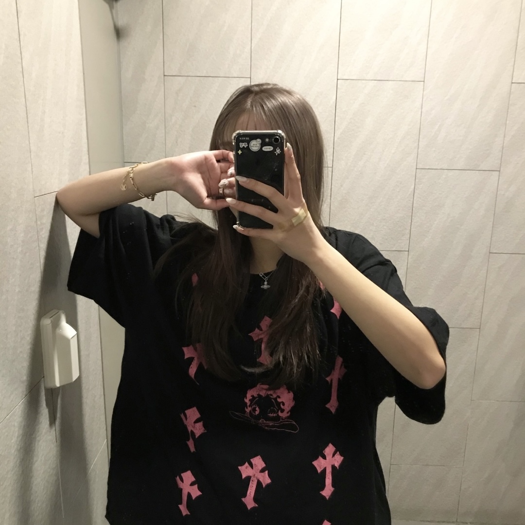 제로클로젯 25 ss 크로스 y2k 롱 오버핏 박스티