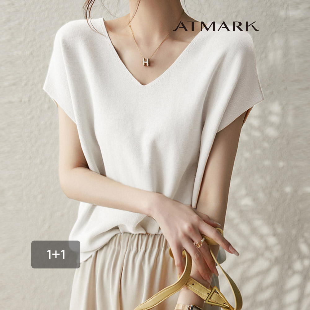 포스티 - [1+1]ATMARK 소프트브이넥캡소매니트_AA53KN018G_SET2
