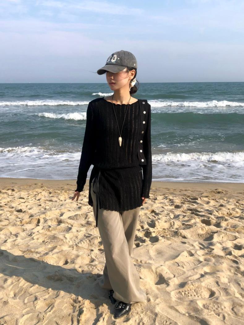 바리아도 [SET]네트 니트 랩 스커트 셋업(2col)