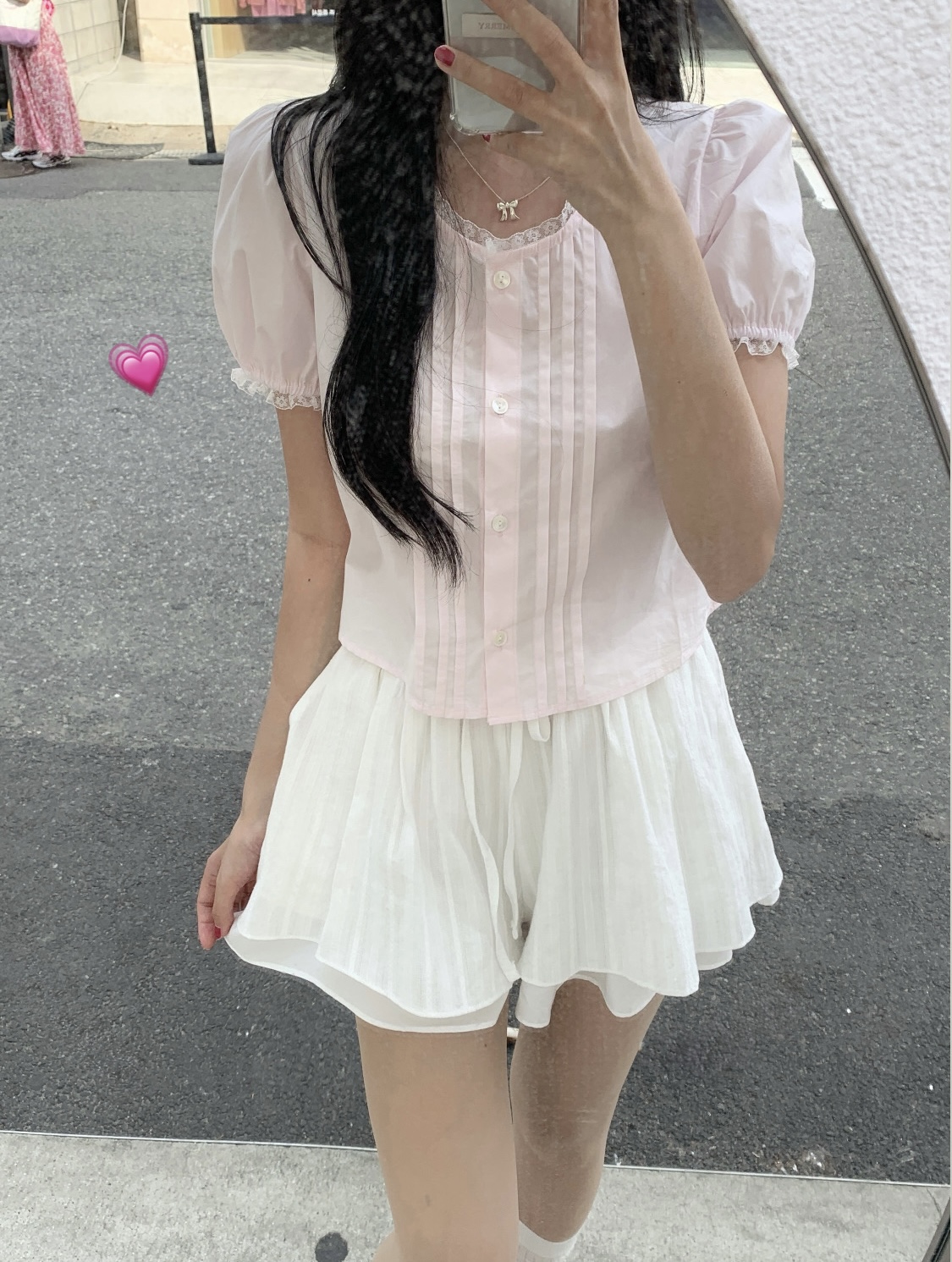 루앤메리 [🎀MADE/당일발송] 소피 핀턱 레이스 블라우스 (2col), 핑크블라우스