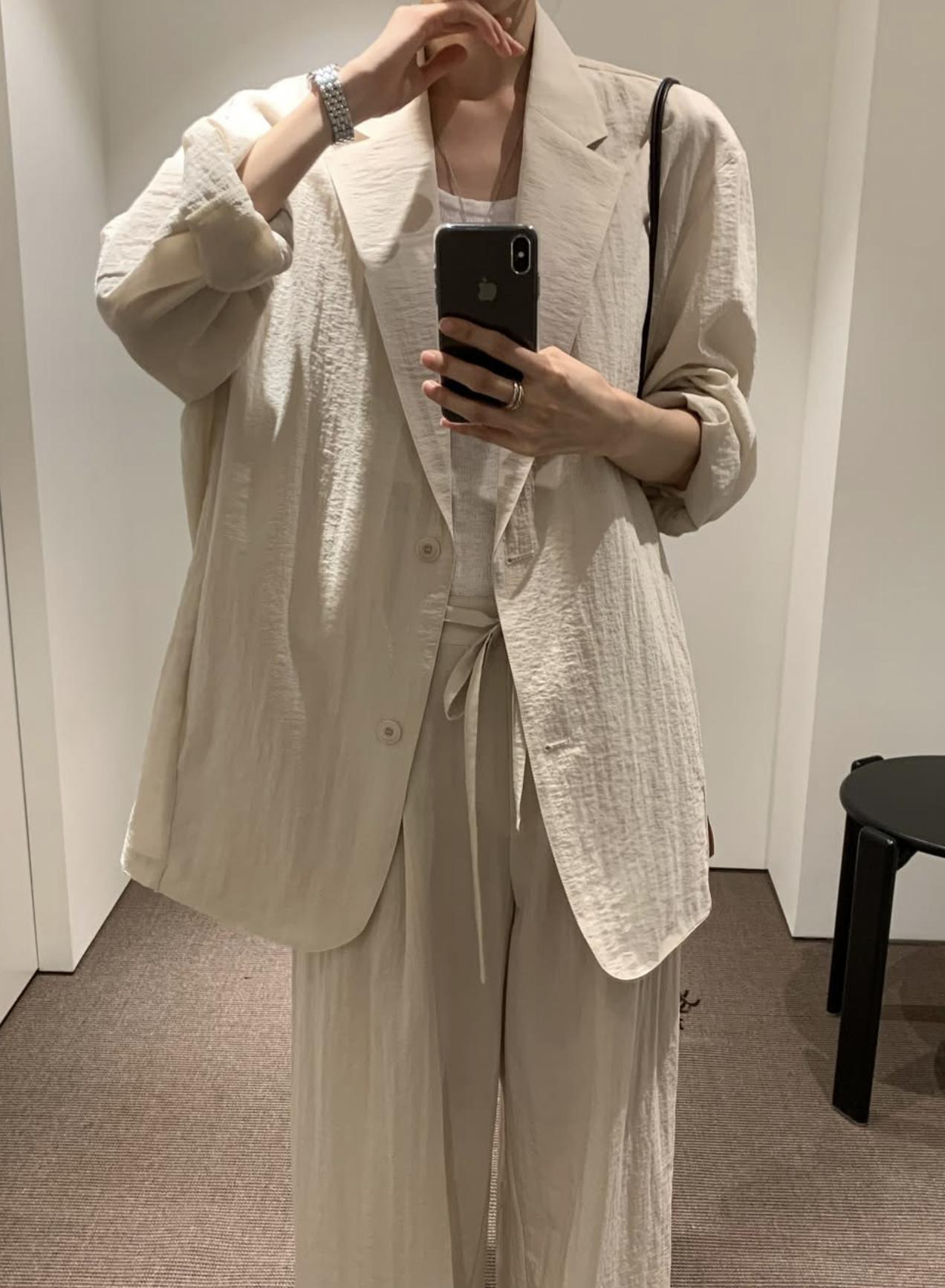 미멀 페브러리 feb11 링클 투버튼자켓 (3col) 루즈핏 여름자켓 슬랙스세트 셋업