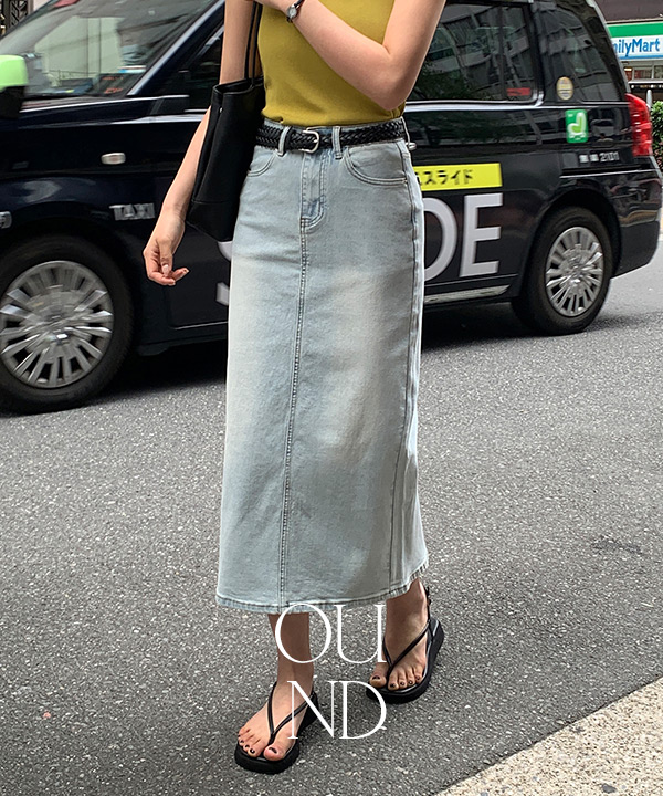 모어라운드 🎬 Made4size 네드 속밴딩 워싱 스판 트임 데님 롱 스커트 3color 데일리룩출근룩데이트룩롱스커트트임스커트스판스커트밴딩스커트s Xl